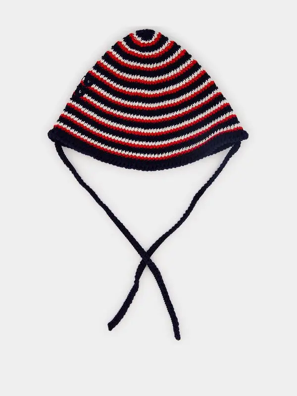 Miu Miu Striped Cotton Knit Hat - Blue