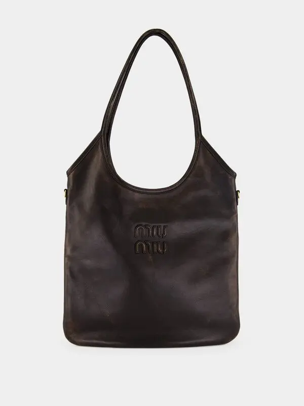 Miu Miu Coffee Ivy Leather Shoulder Bag - Brown