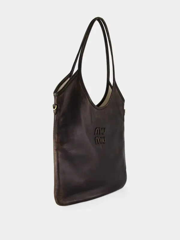 Miu Miu Coffee Ivy Leather Shoulder Bag