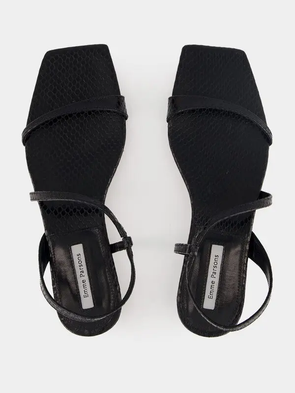 EMME PARSONS Embossed Snake Delice Flat Sandals - Black