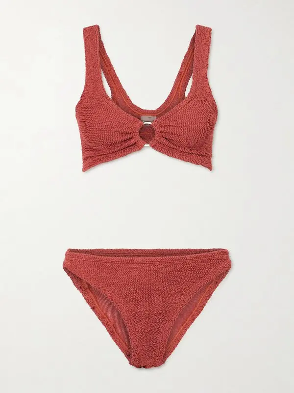 Hunza G Embellished Crinkle Bikini - Red