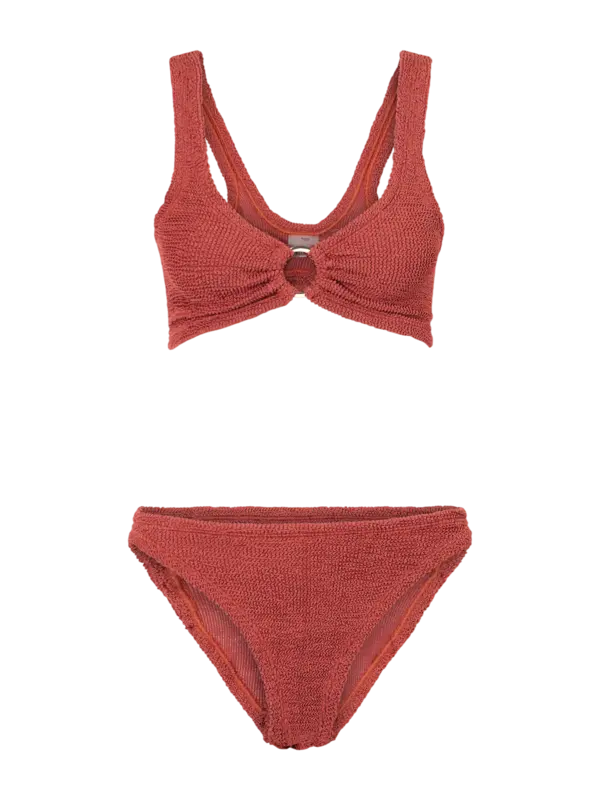 Hunza G Embellished Crinkle Bikini - Red