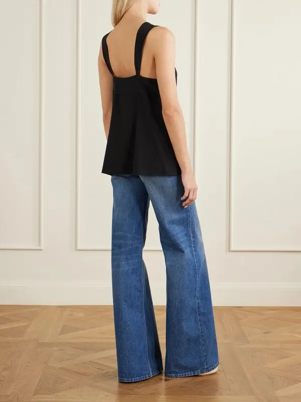 Chloé Knotted Lace-trimmed Silk Crepe De Chine Tank