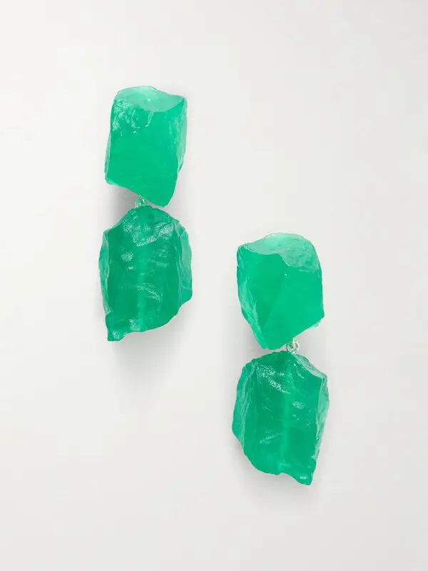 Completedworks Silver-plated And Resin Drop Earrings - Green