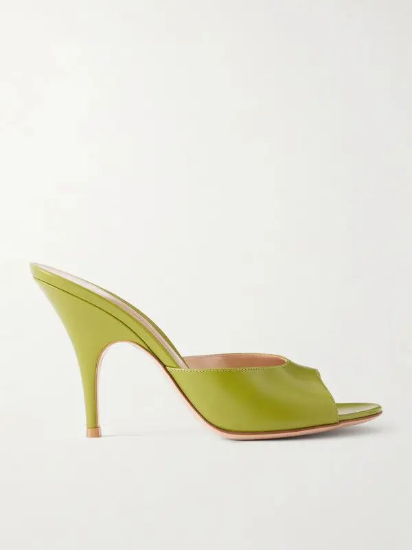 GIANVITO ROSSI Sofia 95 Leather Mules - Green