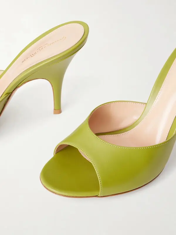GIANVITO ROSSI Sofia 95 Leather Mules - Green