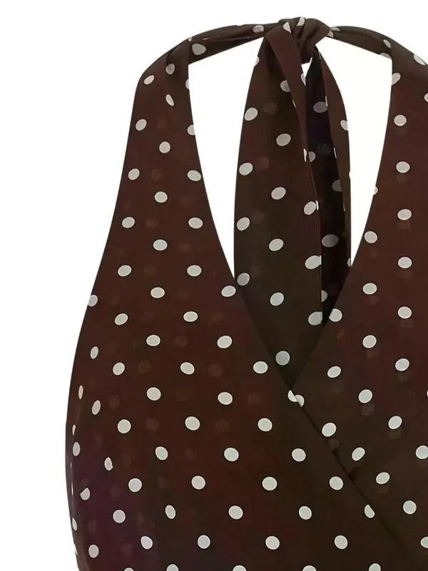 P.a.r.o.s.h Polka-dot Halterneck Wrap Blouse - Brown