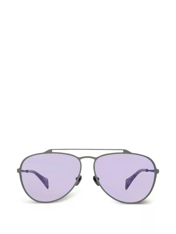 Yohji Yamamoto Double-bridge Pilot-frame Sunglasses - Grey