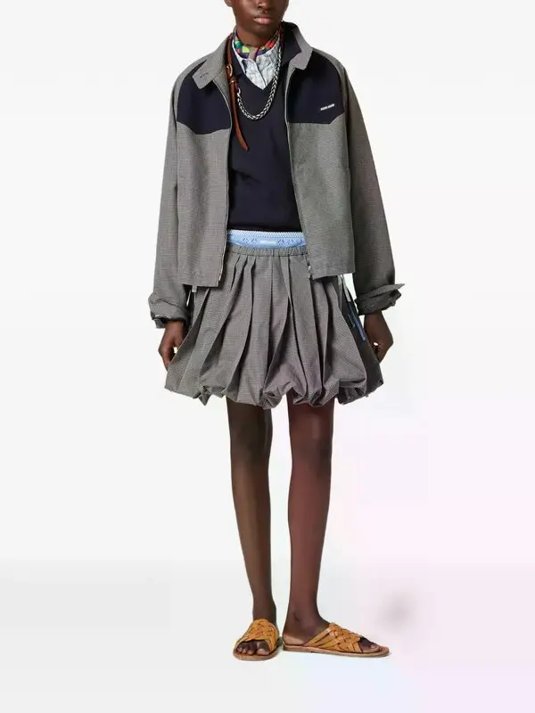 Miu Miu Gingham Check Blouson Jacket