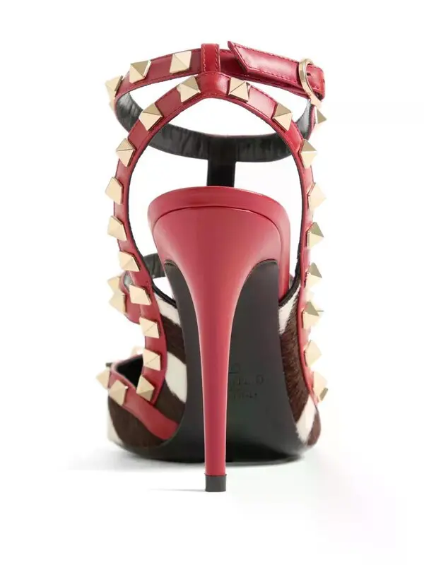 Valentino Garavani Rockstud Pumps In Pony-effect Calfskin 100mm - Brown