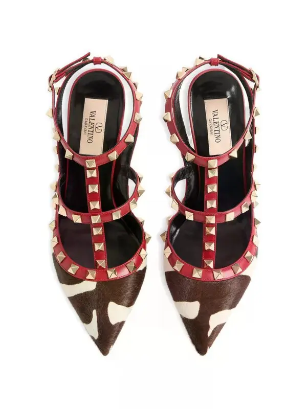 Valentino Garavani Rockstud Pumps In Pony-effect Calfskin 100mm - Brown