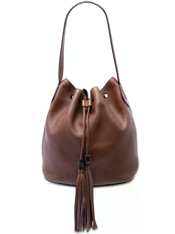 Gucci Calfskin Lady Tassel Bucket Bag - Brown