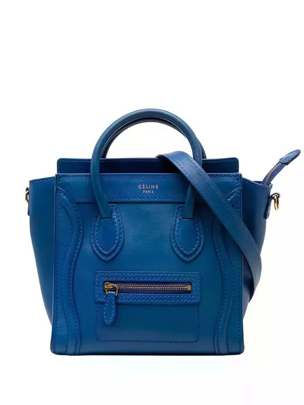Celine Nano Leather Luggage Tote Satchel - Blue