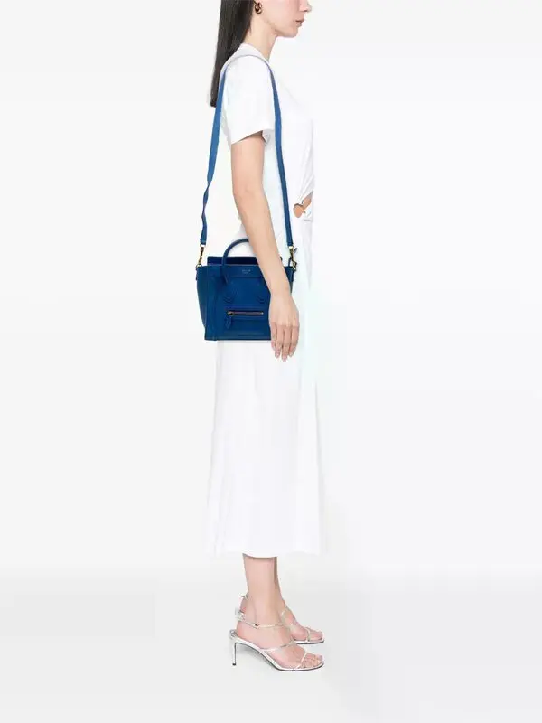 Celine Nano Leather Luggage Tote Satchel - Blue