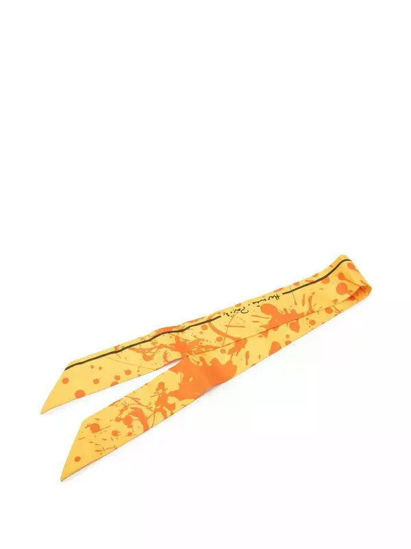Hermès 2000-2026 Paint Splatter Twilly Silk Scarf Scarves - Orange