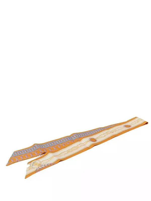 Hermès 2010-2026 Maillons Silk Twilly Scarf Scarves - Orange