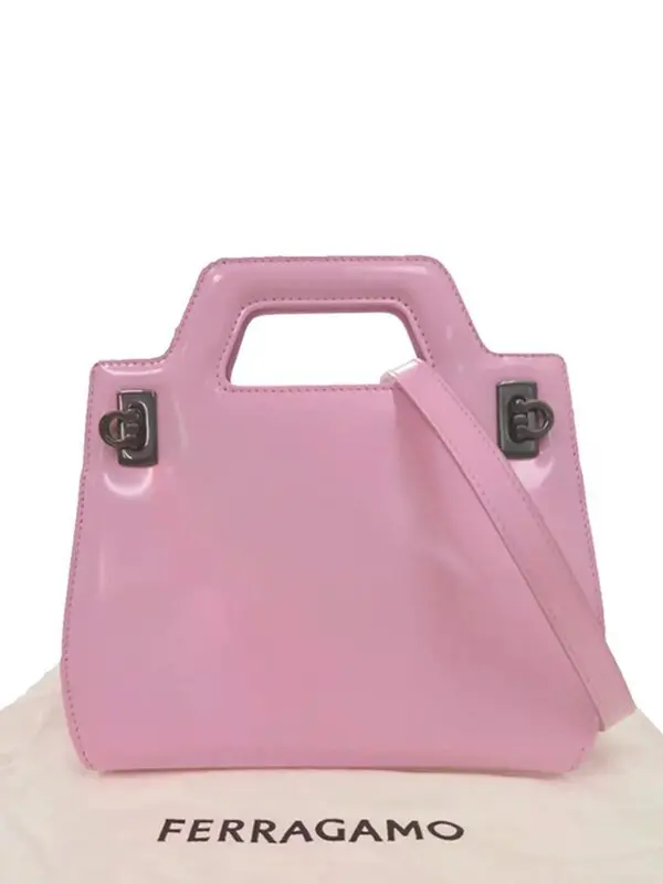 FERRAGAMO Micro Brushed Calfskin Wanda Top Handle Bag - Pink
