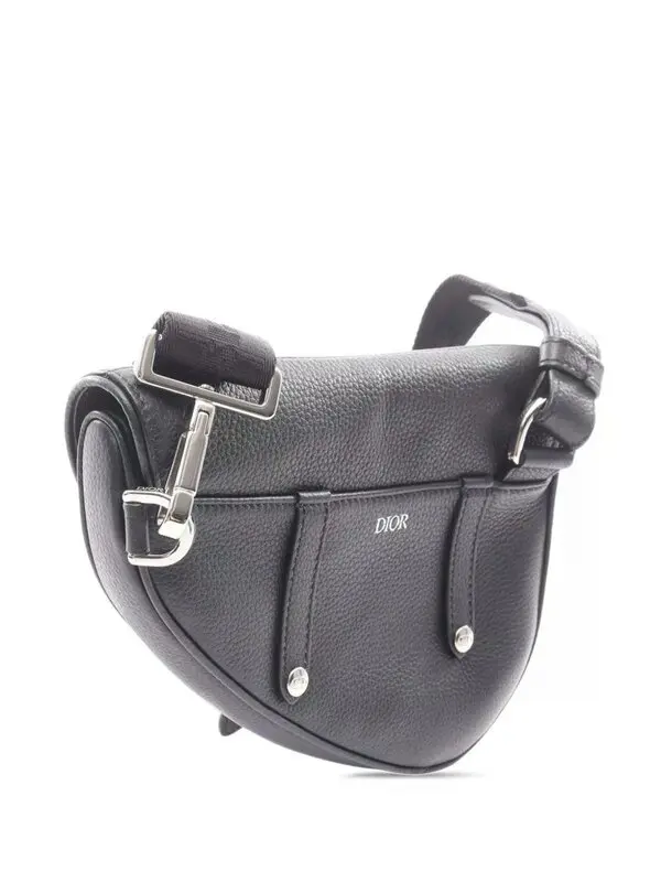 Dior Leather Saddle Bag Shoulder Bag - Black
