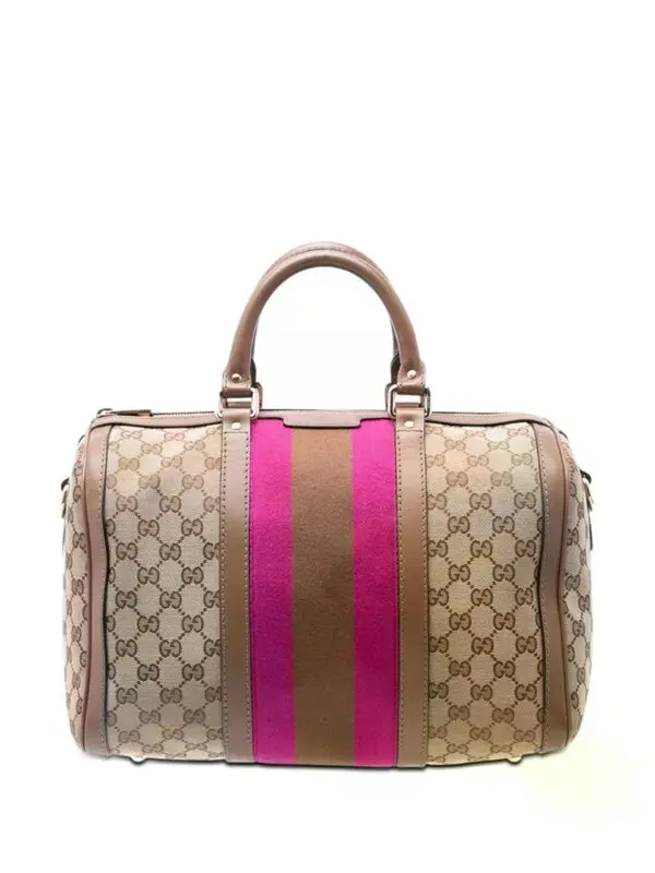 Gucci Medium Gg Canvas Web Joy Boston Bag Satchel - Brown