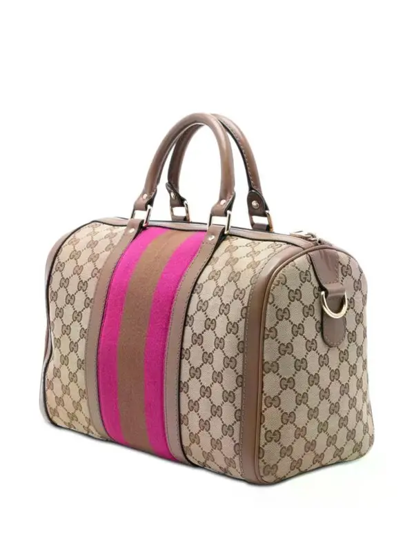 Gucci Medium Gg Canvas Web Joy Boston Bag Satchel - Brown