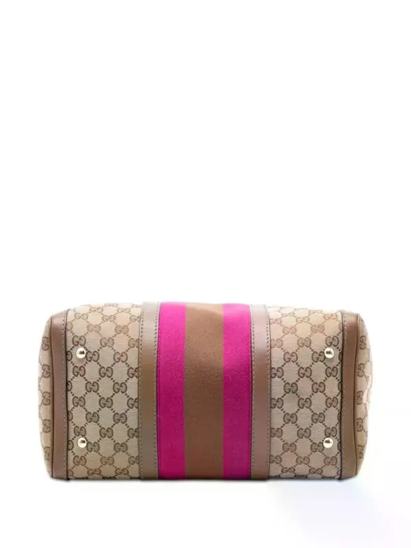 Gucci Medium Gg Canvas Web Joy Boston Bag Satchel - Brown