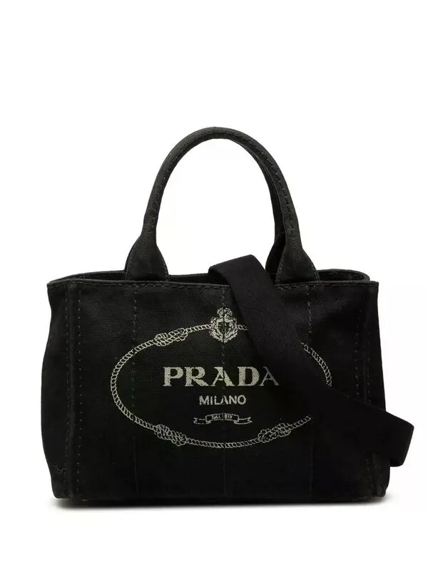 Prada Canapa Logo Satchel - Black