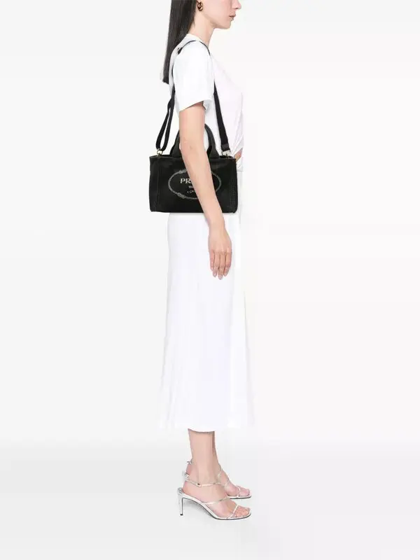 Prada Canapa Logo Satchel - Black