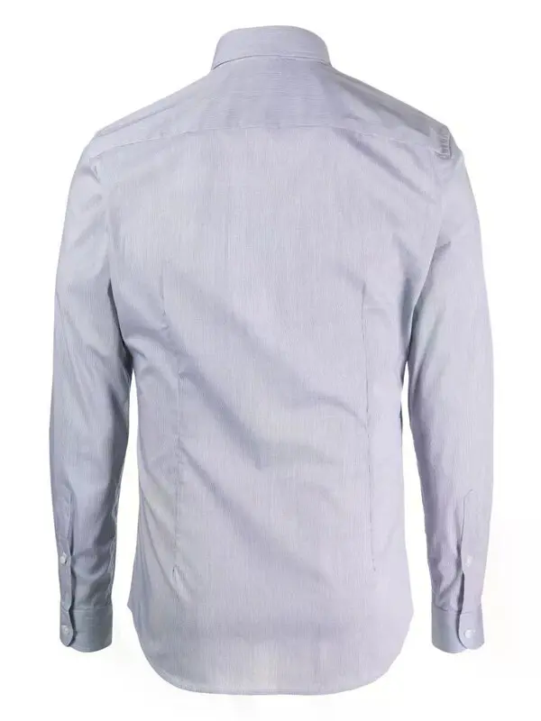 FAY Logo-patch Micro-striped Shirt
