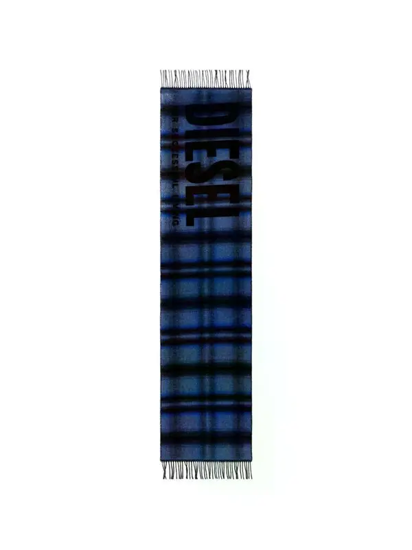 DIESEL® S-check Jacquard Logo-lettering Scarf - Blue