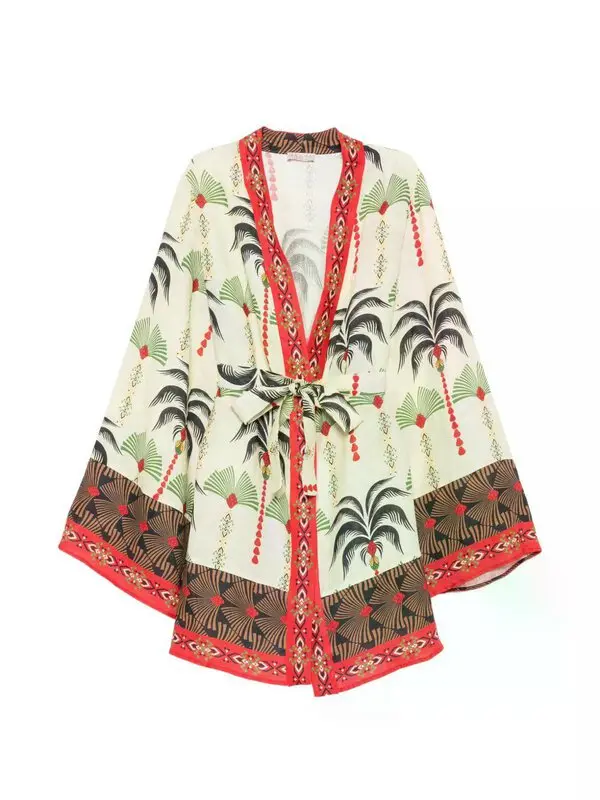 Anjuna Carlotta Palm-print Belted Coat