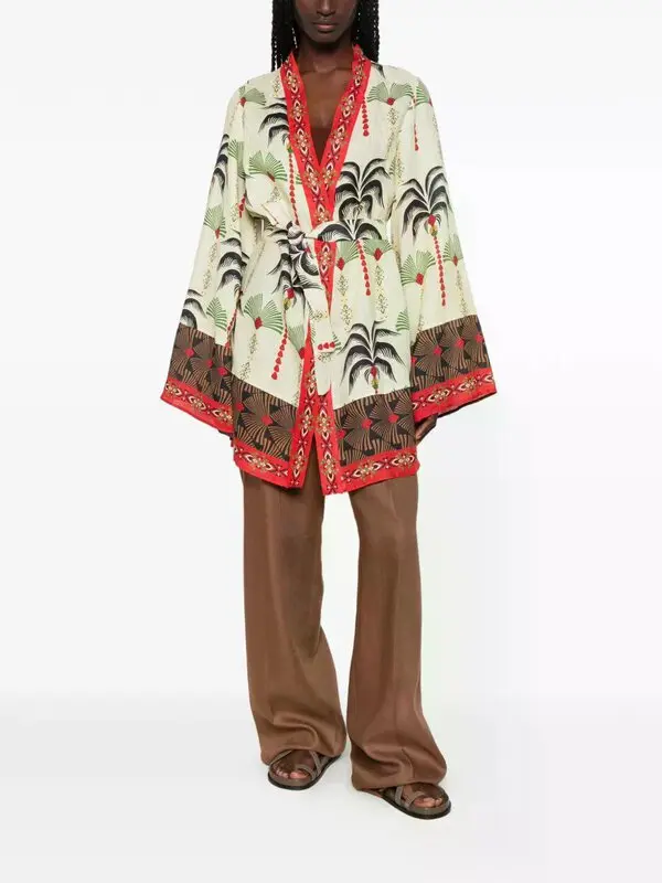 Anjuna Carlotta Palm-print Belted Coat