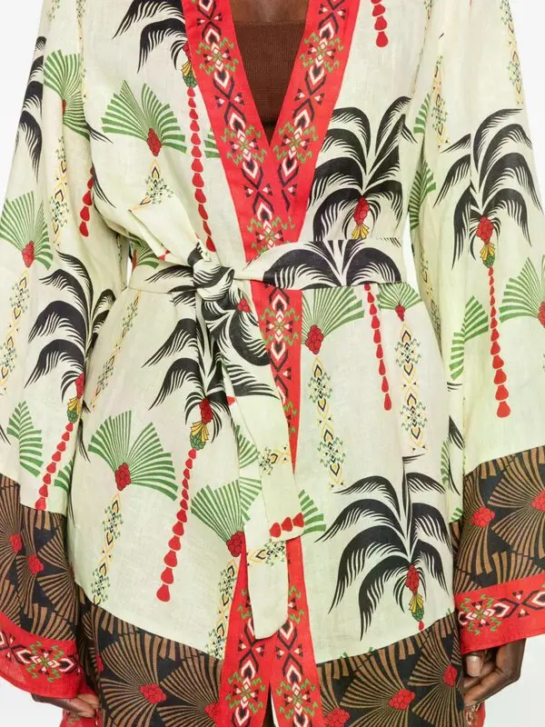 Anjuna Carlotta Palm-print Belted Coat
