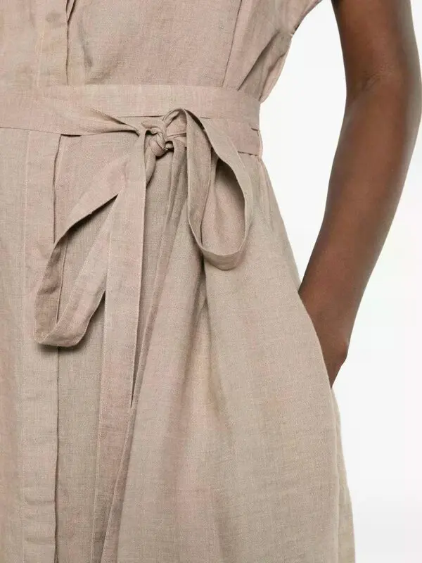 XACUS Nico Belted Cap-sleeve Midi Dress