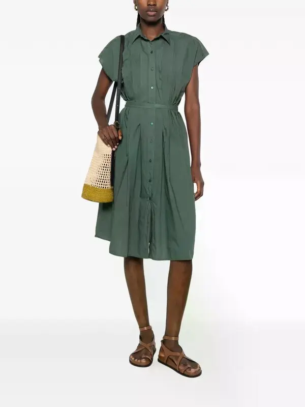XACUS Mimi Pleated Belted Mini Dress In Army
