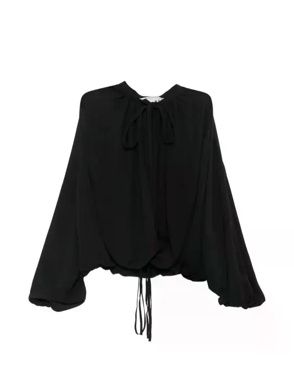 THE M.. Elvira Tie-neck Balloon-sleeve Blouse - Black