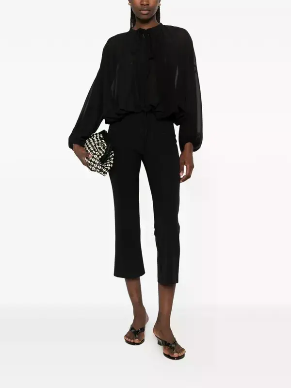 THE M.. Elvira Tie-neck Balloon-sleeve Blouse - Black