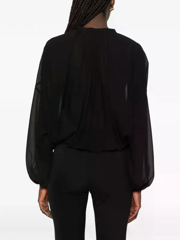 THE M.. Elvira Tie-neck Balloon-sleeve Blouse - Black