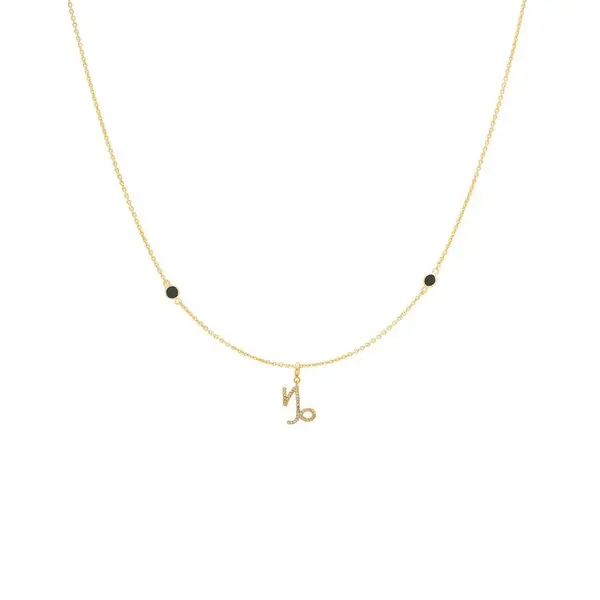 LAVANI JEWELS Capricorn Zodiac Symbol Necklace - Gold/black