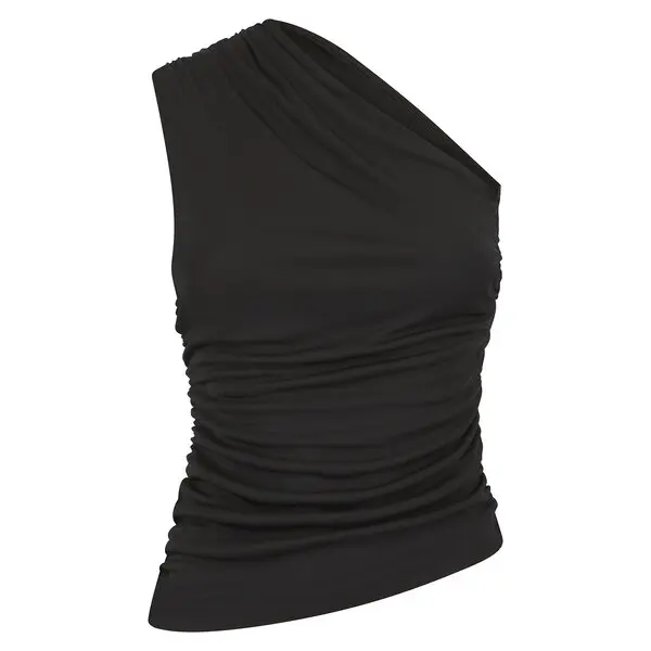 CELESTINE & MAE Aura One-shoulder Ruched Top - Black
