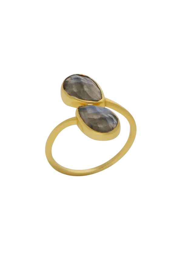 LAVANI JEWELS Aura Ring With Labradorite - Grey