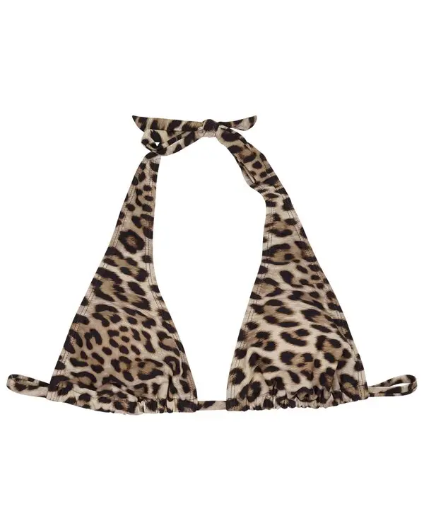 LORDS OF HARLECH Raquel Leopard Print Triangle Bikini Top - Brown