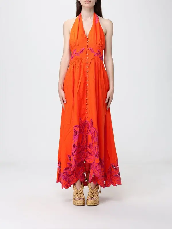 Farm Rio Embroidered Halter Maxi Dress