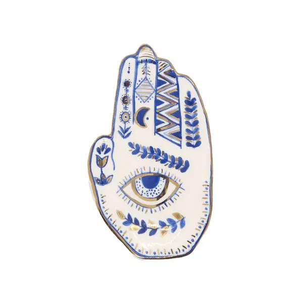 SHERIE BOUTIK Rawya Khamsa Ceramic Wall Decor Sb X Wb - Blue