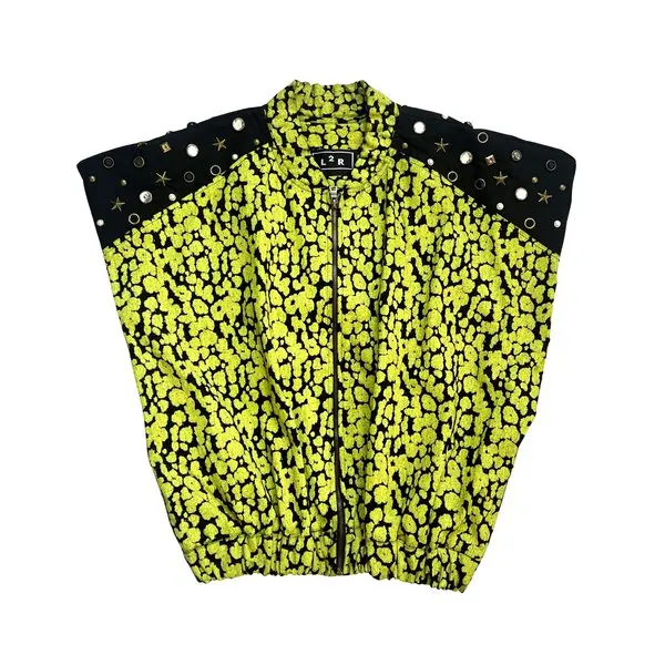L2R THE LABEL Studded Bomber Jacket - Yellow
