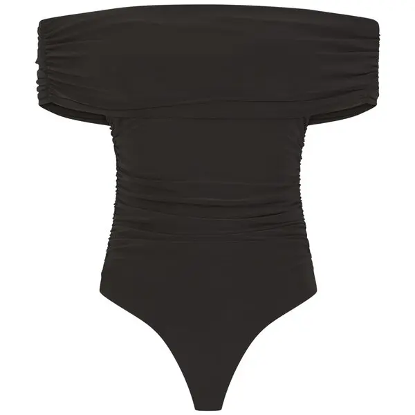 CELESTINE & MAE Off-the-shoulder Ruched Bodysuit