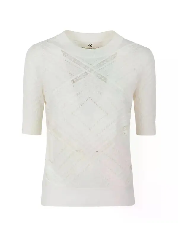 Ermanno Scervino White Pointelle Knit Top