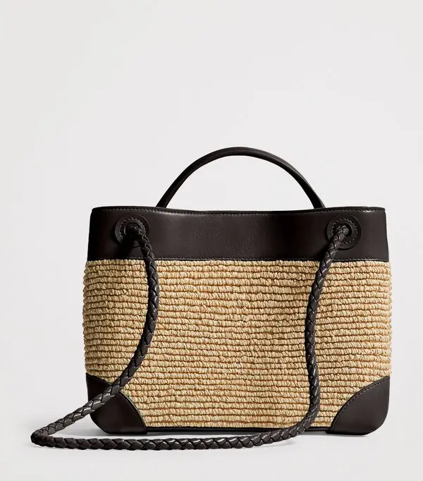 Bottega Veneta Small Raffia Andiamo Top-handle Bag