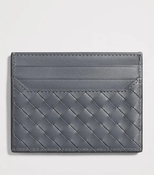 Bottega Veneta Leather Intrecciato Card Holder - Gold