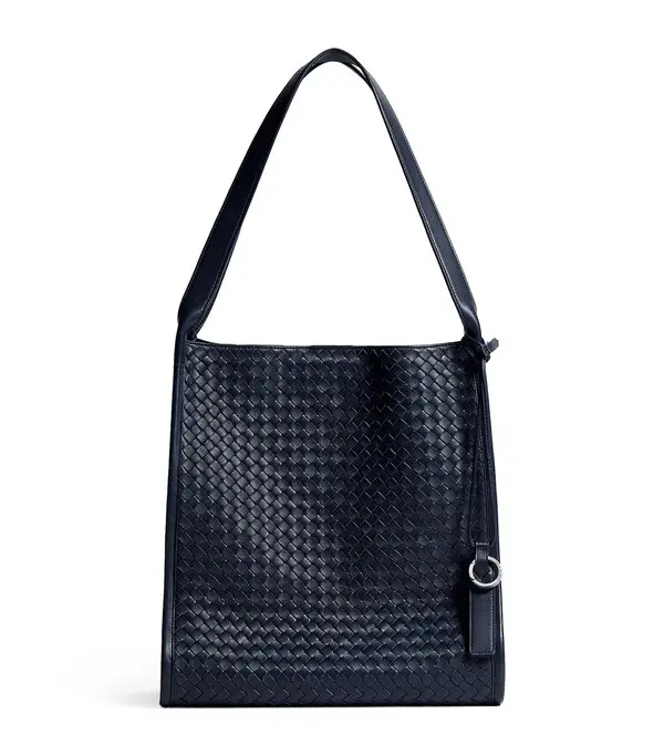 Bottega Veneta Leather Corriere Tote Bag - Blue
