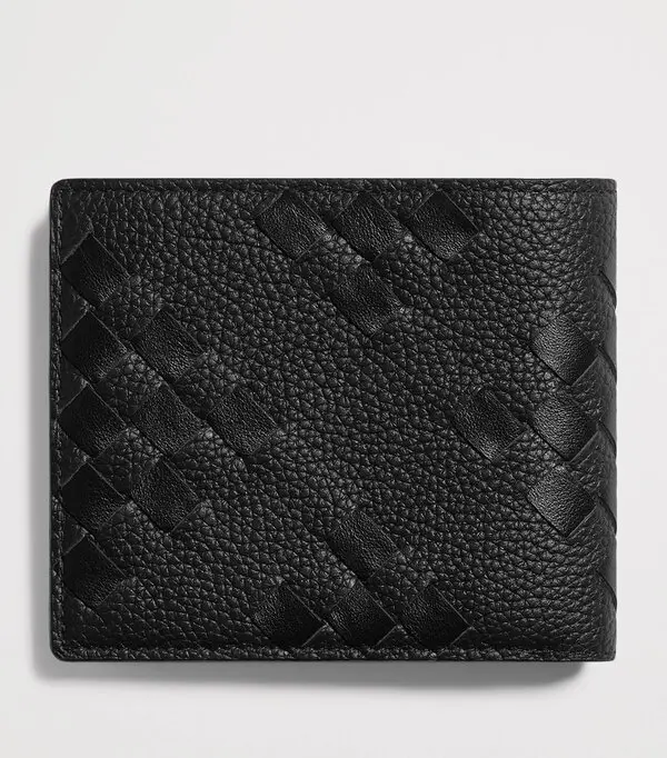 Bottega Veneta Leather Intrecciato Bifold Wallet - Black